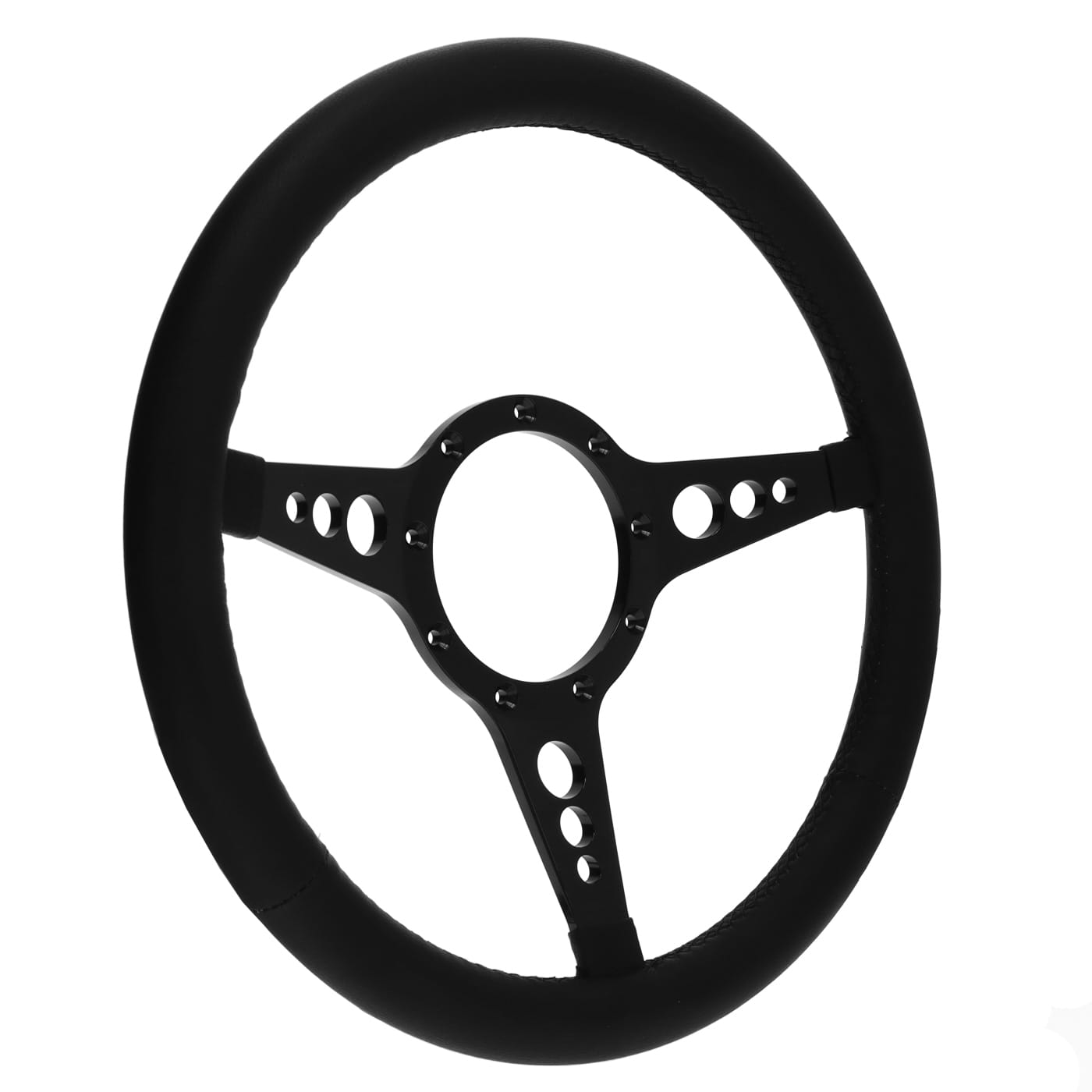 Mark 8 GT Billet Steering Wheel - Black, Slotted 3-spoke, 14-inch