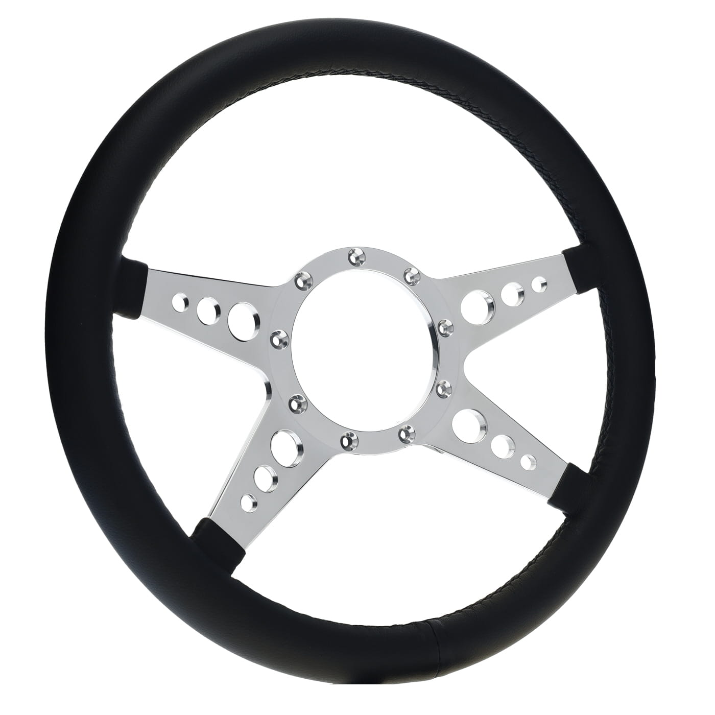 Mark 9 GT Billet Steering Wheel - Silver, Slotted 4-spoke, 14-inch
