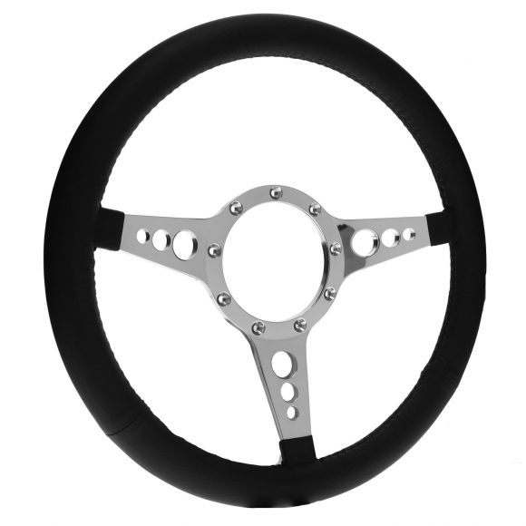 Mark 8 GT Billet Steering Wheel - Silver, Slotted 3-spoke, 14-inch