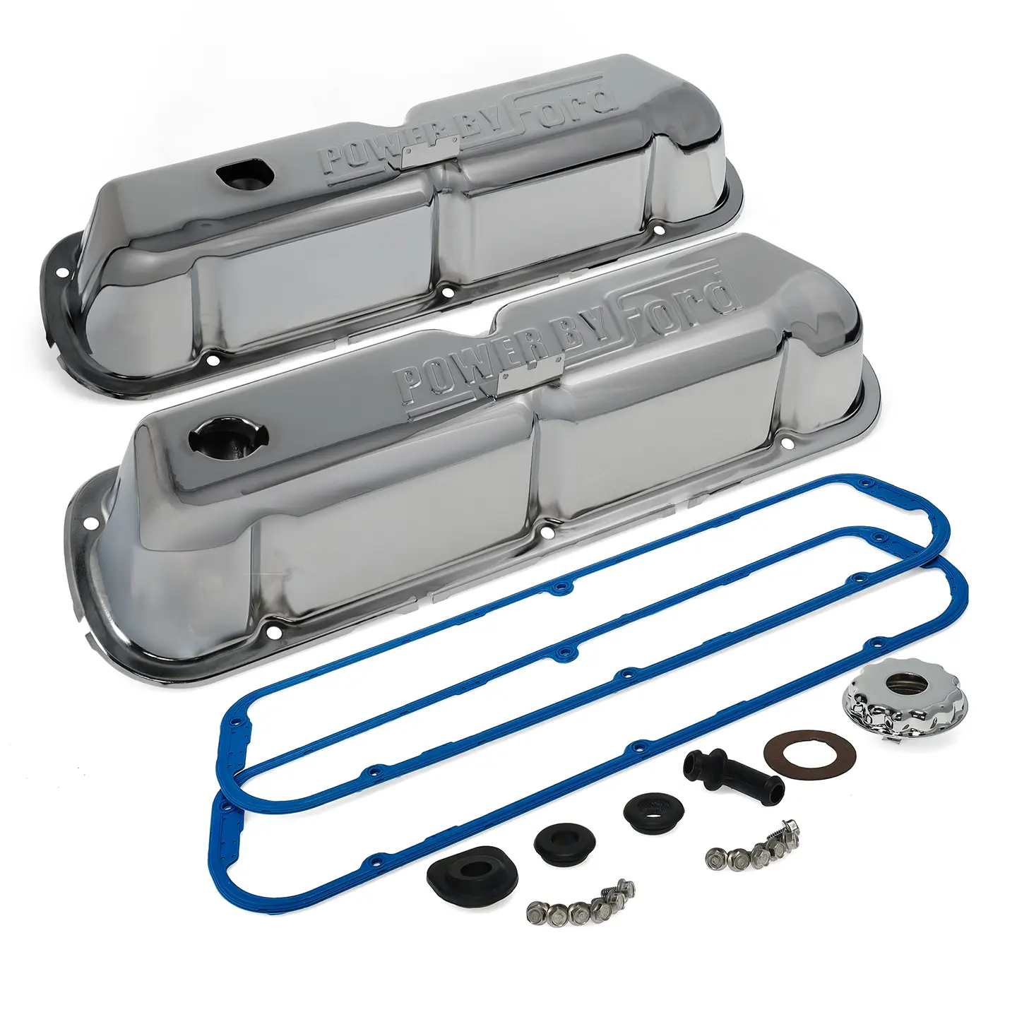 66-79 Ford Bronco Chrome Power by Ford Valve Covers SBF V8