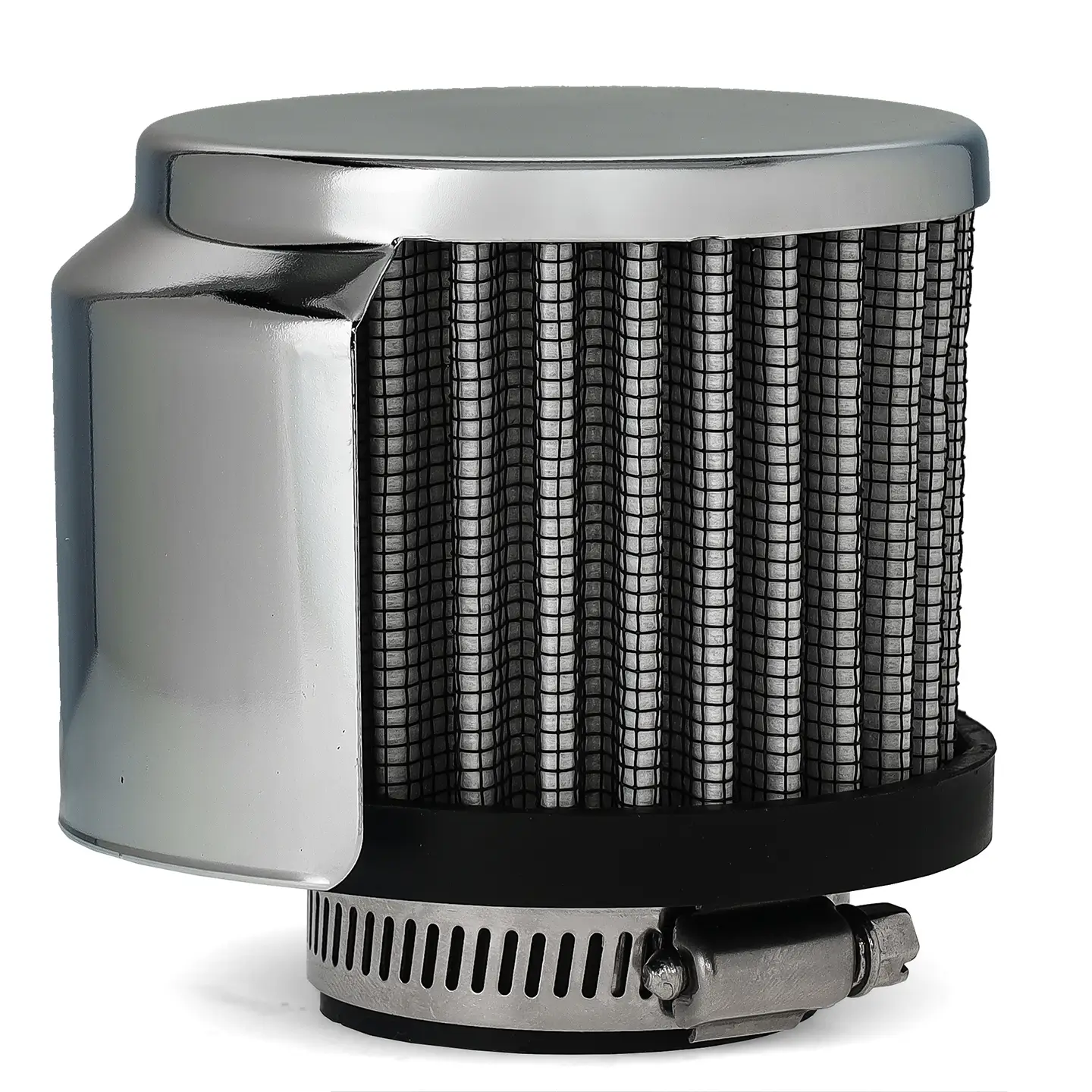 Chrome Valve Cover Shielded Breather Push On Crank Case Vent