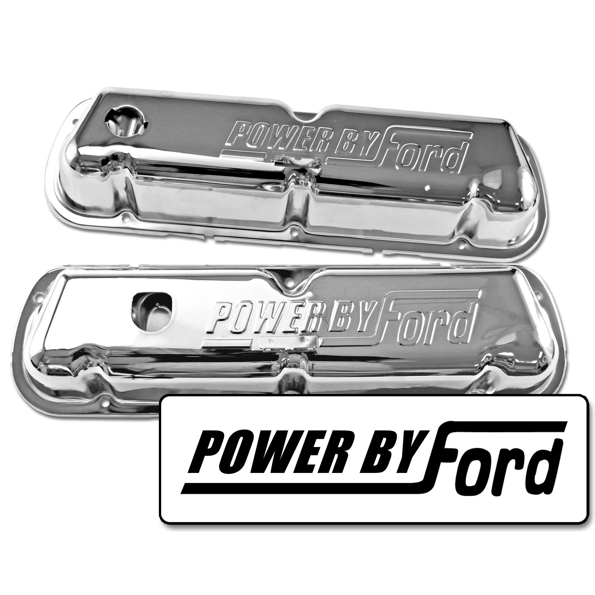 66-79 Ford Bronco Chrome Power by Ford Valve Covers SBF V8