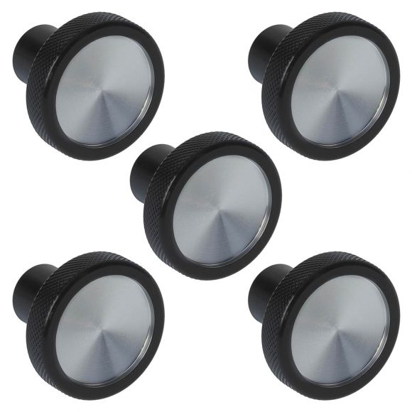 Black Billet Dash Knobs w/Silver Centers Set of 5 66-77 Bronco