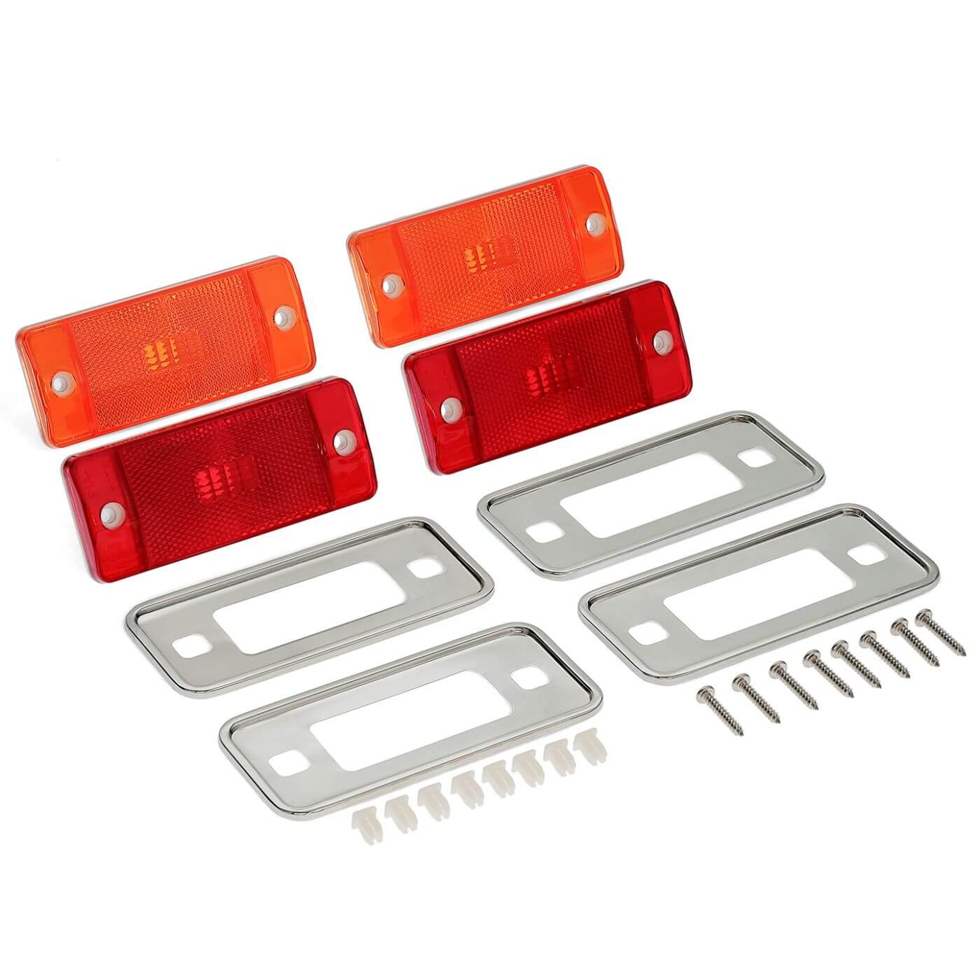 Side Marker Light Lens Kit with OE Bezels, 70-77 Ford Bronco