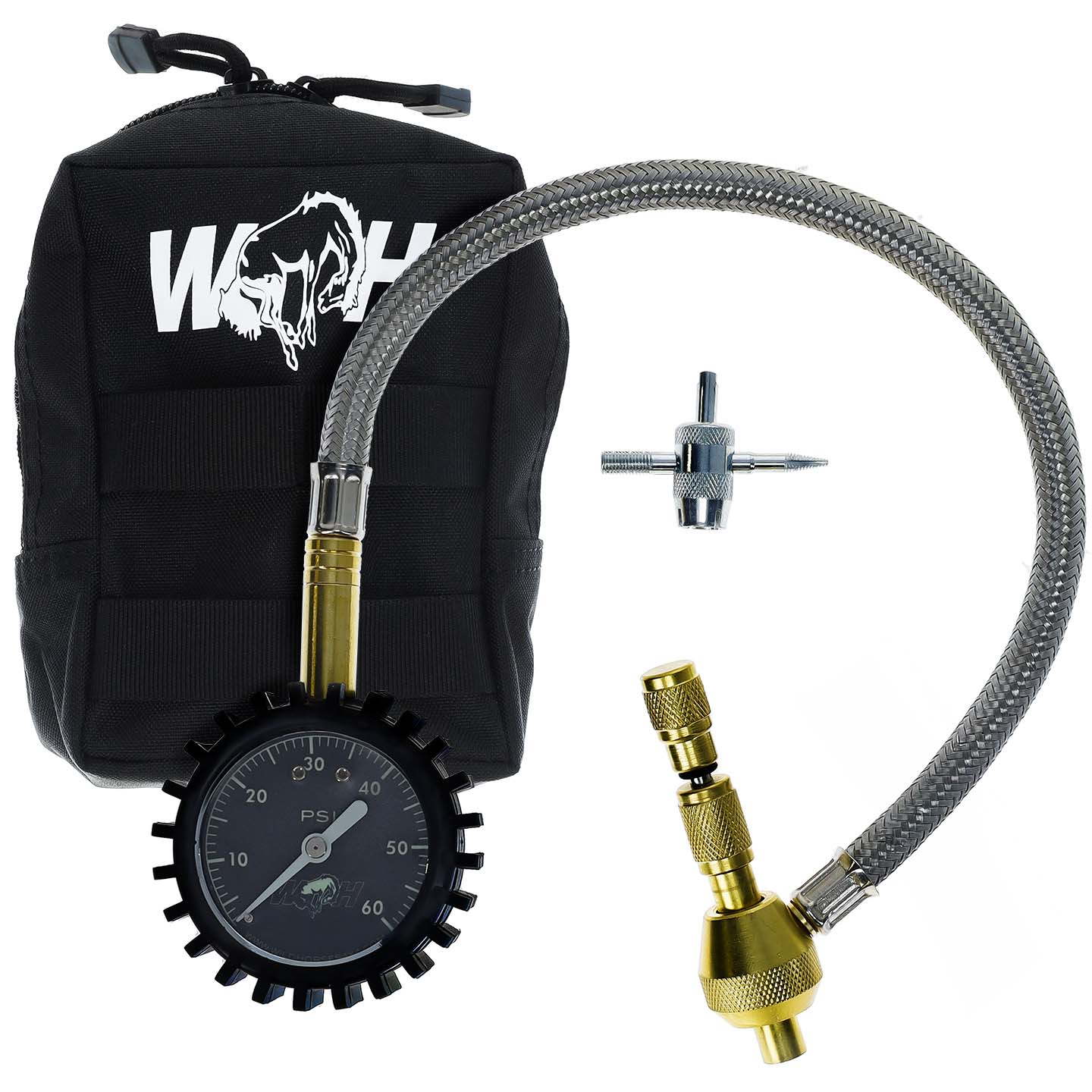Rapid Tire Deflator Kit with Stainless Hose & Luminescent Gauge Dial