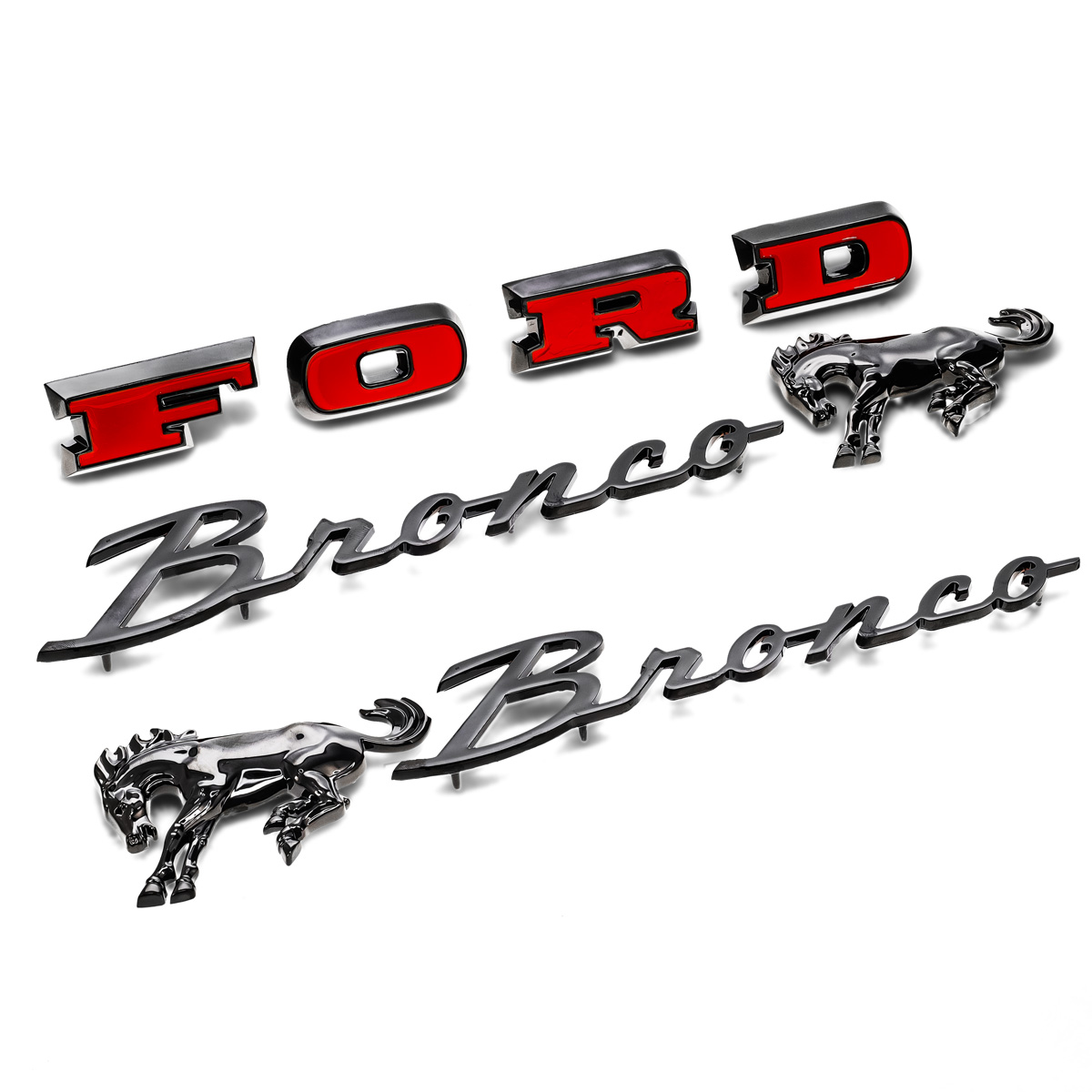 Early Bronco Black Chrome Fender & Grille Emblem Kit
