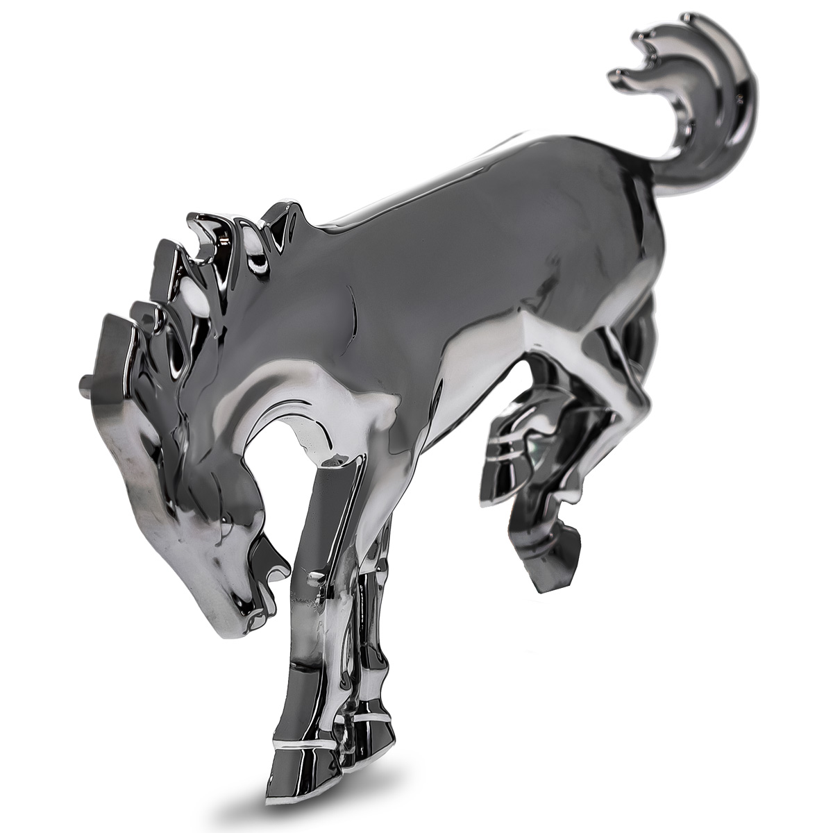 Chrome Bucking Bronco Emblem - Stud Mount, 4.5" x 3"