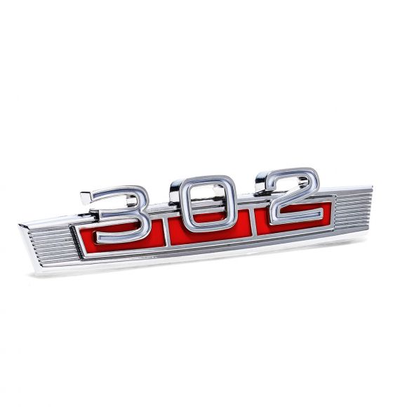 302 Engine Badge Emblem with Red Accent, 69-77 Ford Bronco