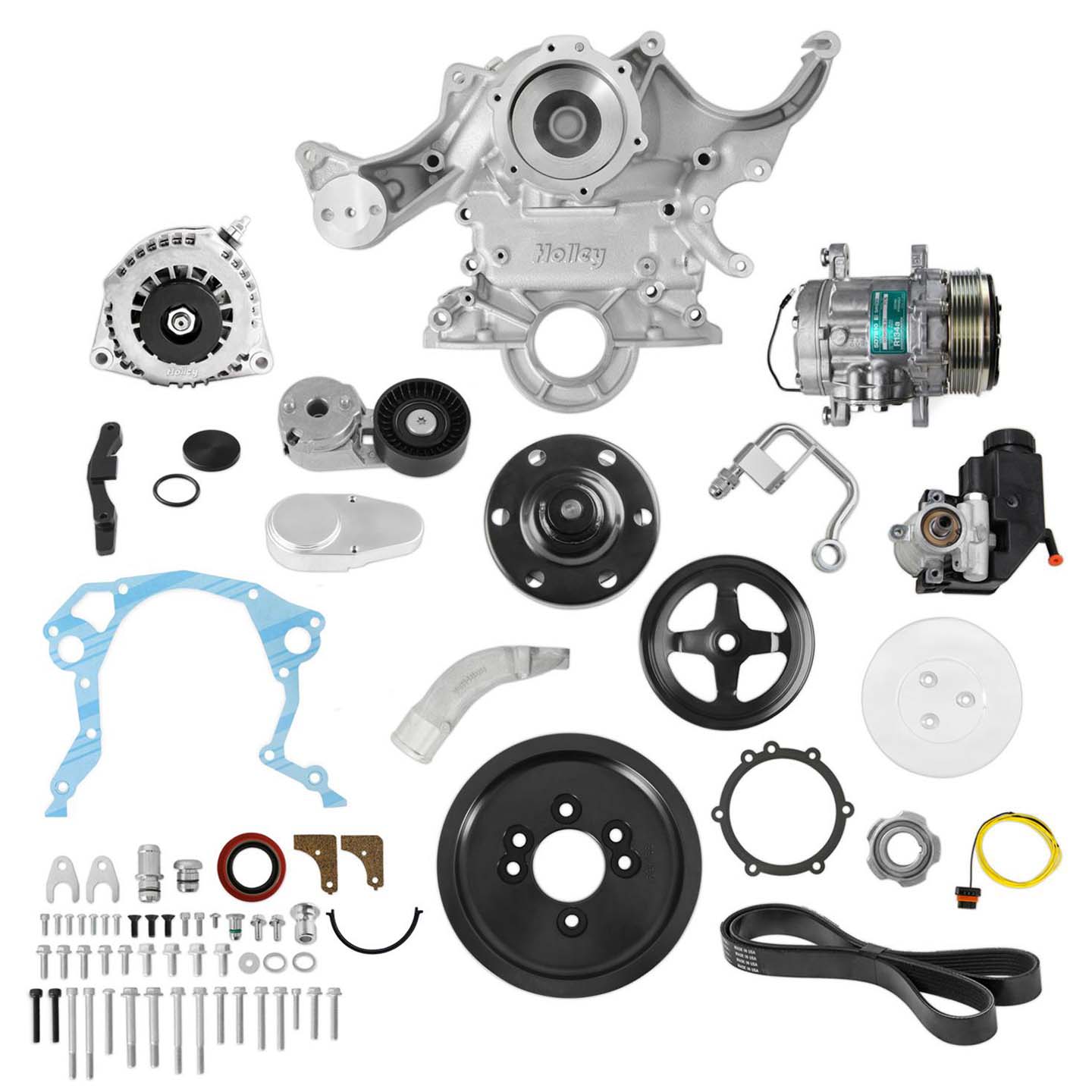 Holley Mid-Mount Accessory Drive System - Natural, SBF 289 302 351W