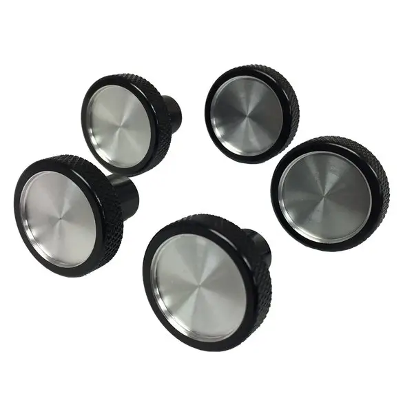 Black Billet Dash Knobs w/Silver Centers Set of 5 66-77 Bronco