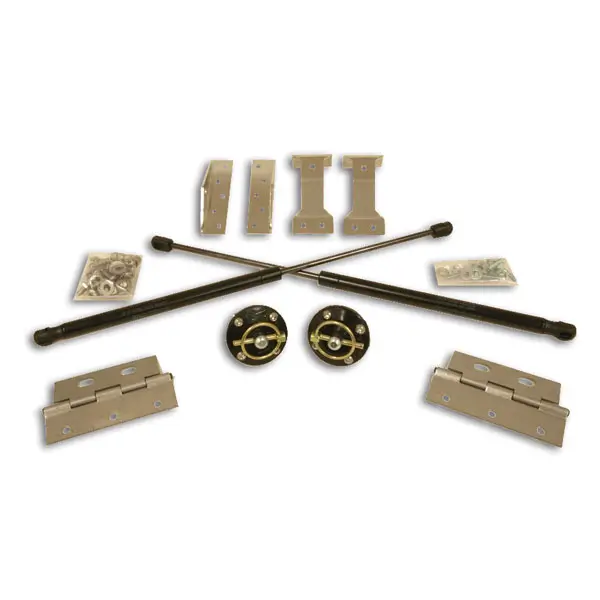 Fiberglass Hood Install Kit w/Black Hood Shocks 66-77 Bronco